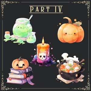 20 PNG Spooky Clipart Collection, Halloween Watercolor, Transparent ...