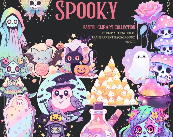 20 PNG Spooky Clipart Collection, Halloween Pastel, Transparent ...