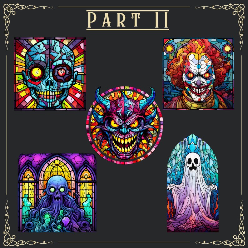 20 PNG Spooky Clipart Collection Halloween Stained Glass, Transparent ...