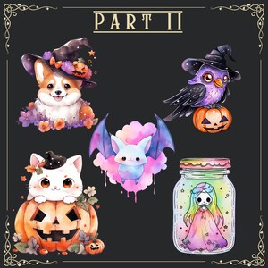 20 PNG Spooky Clipart Collection, Halloween Watercolor, Transparent ...