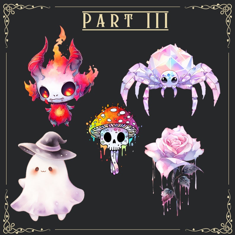 20 PNG Spooky Clipart Collection, Halloween Watercolor, Transparent ...