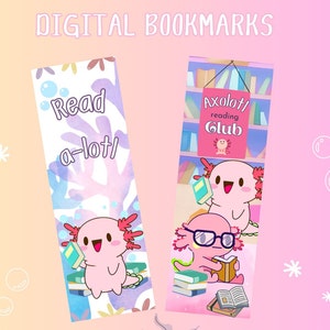 Colorful Axolotl Digital Printable Bookmark 2 Pcs Set - Etsy