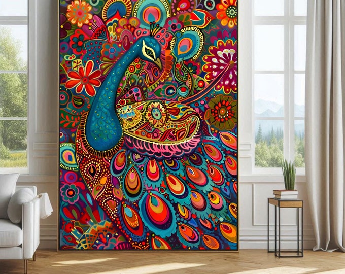 Peacock Print Peacock Wall Art Indian Wall Art Indian Art Vintage ...