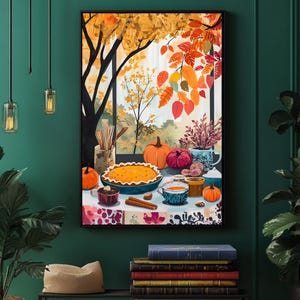 Pumpkin Pie Print Thanksgiving Pie Art Fall Printable Kitchen Wall Art ...