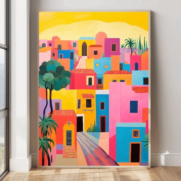 Colorful Houses Art - Etsy