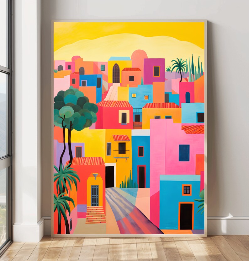 Colorful Houses Art Vibrant Facade Rainbow Houses Print Maximalist Art ...