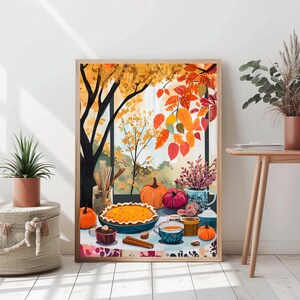 Pumpkin Pie Print Thanksgiving Pie Art Fall Printable Kitchen Wall Art ...