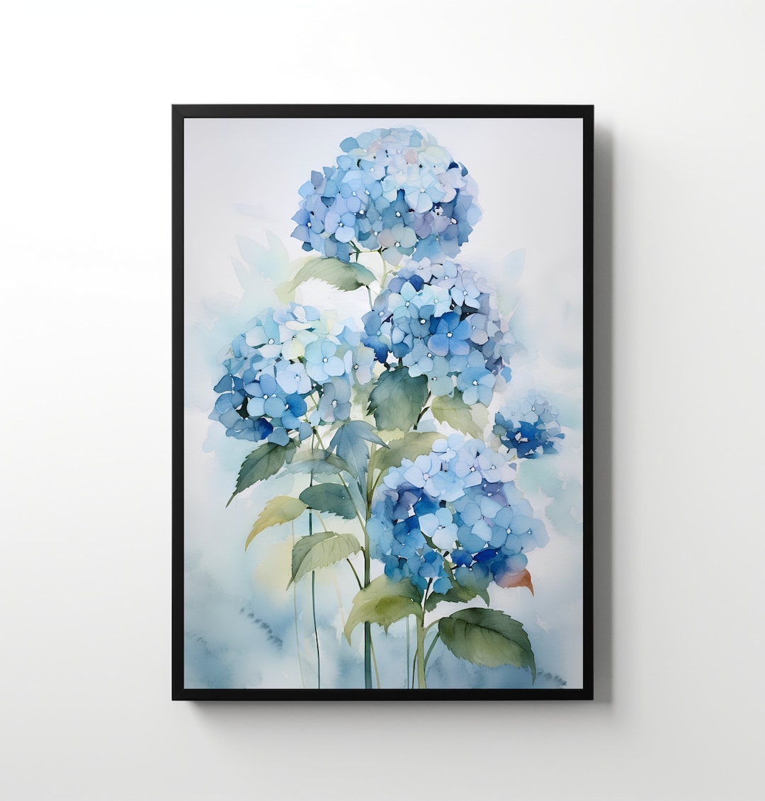 Hydrangea Watercolor Painting, Blue Hydrangea Art, Watercolor Hydrangea ...