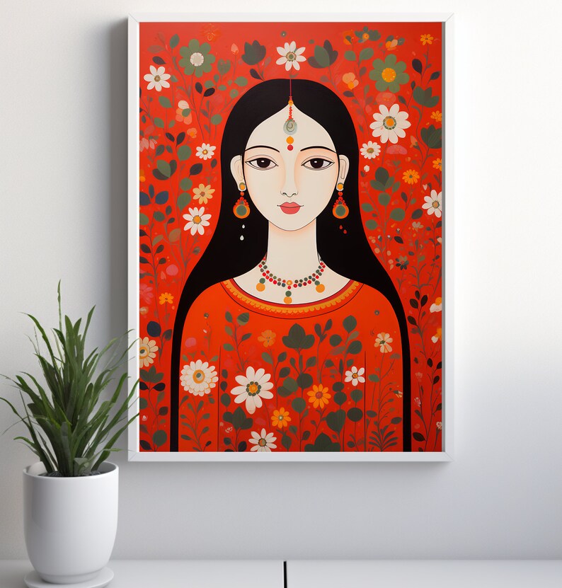 Beautiful Indian Princess Indian Temple Art Vintage Indian Wall Art ...