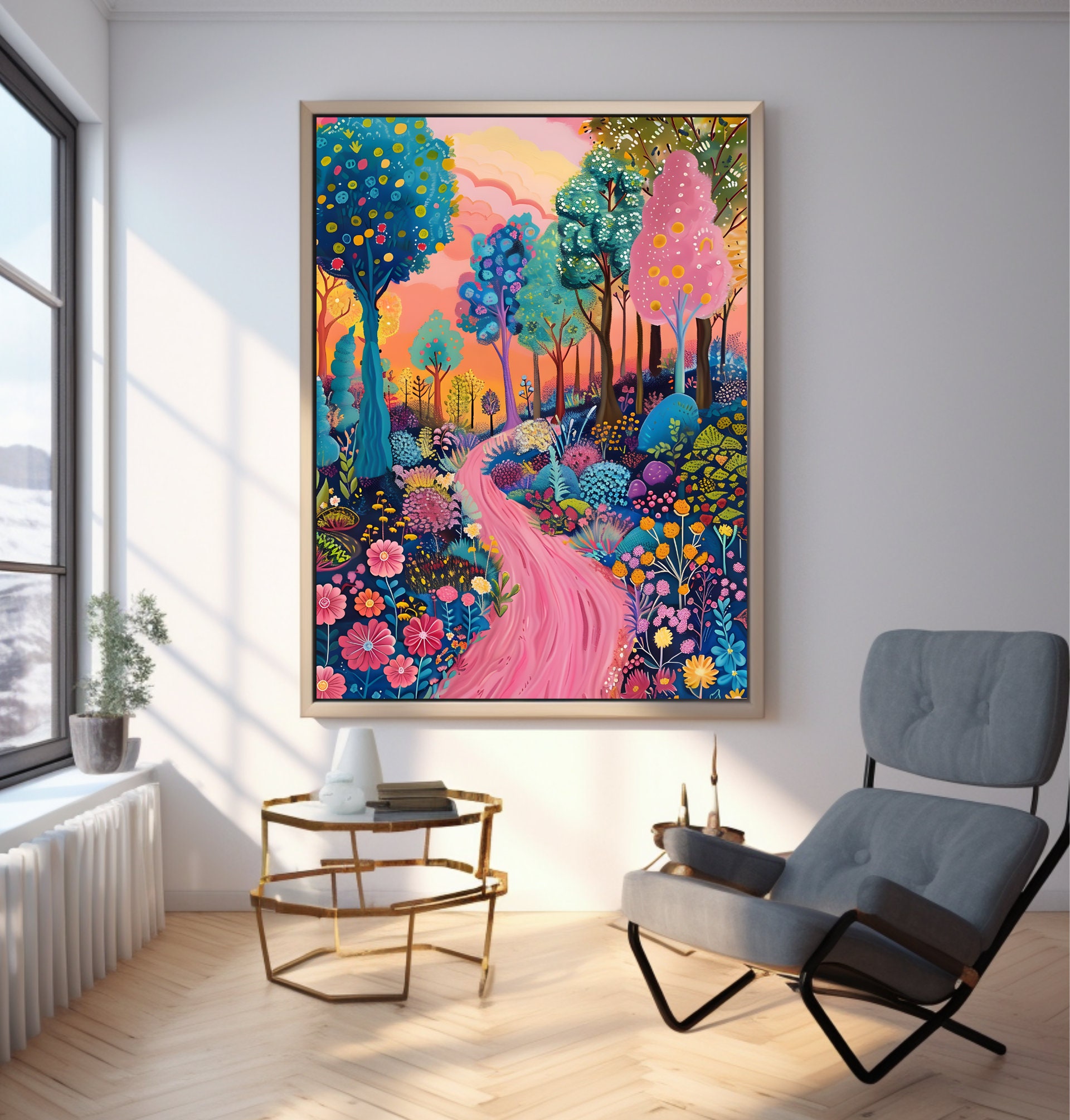 Colorful Trees Abstract Art Bright Vibrant Landscape Print Colorful ...