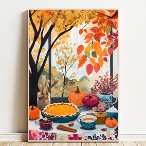 Pumpkin Pie Print Thanksgiving Pie Art Fall Printable Kitchen Wall Art ...