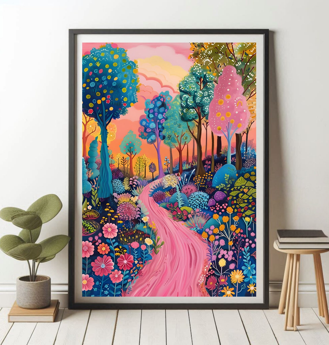 Colorful Trees Abstract Art Bright Vibrant Landscape Print Colorful ...