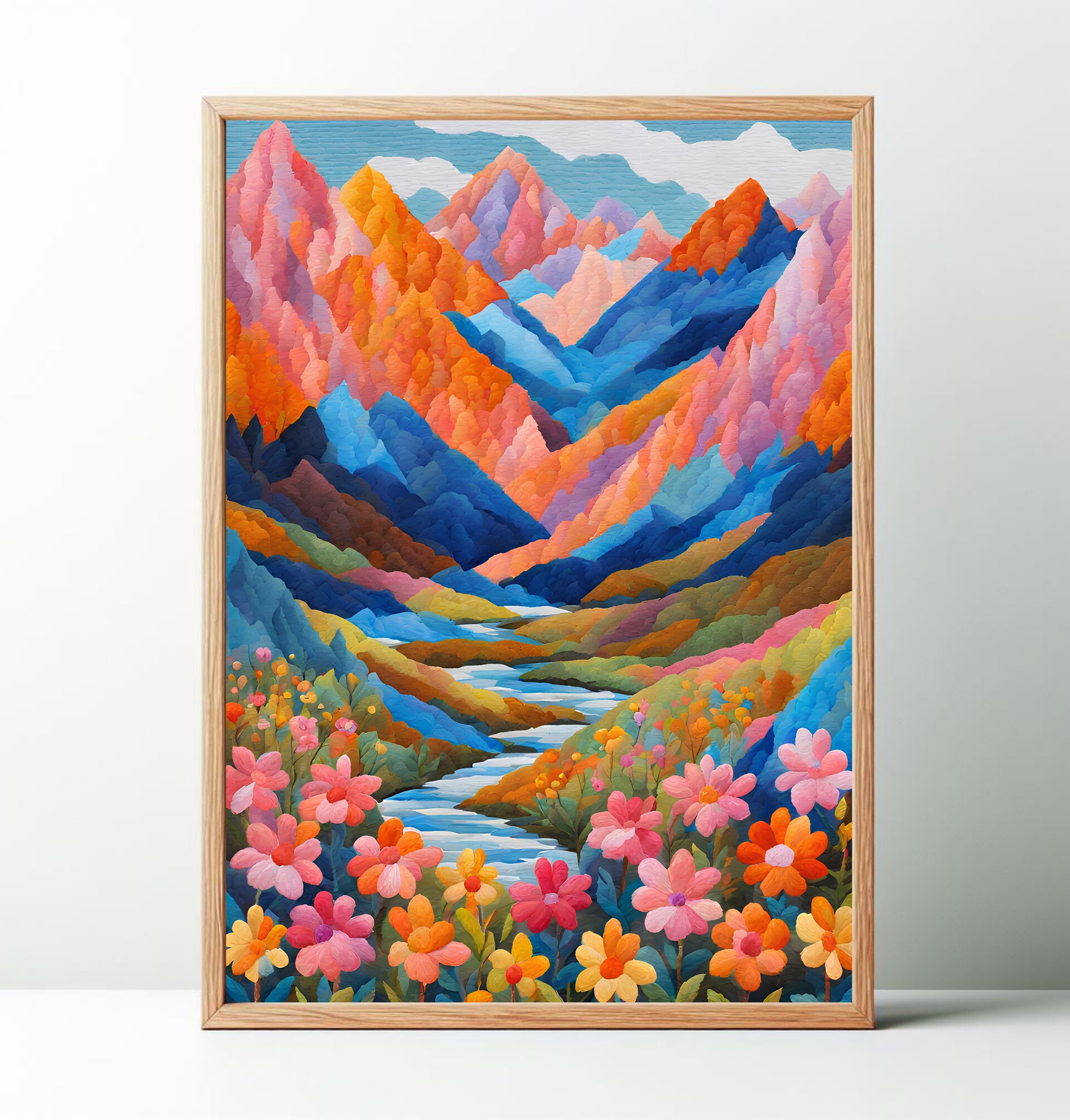 Vibrant Mountain Art Abstract Mountain Print Colorful Mountain Rainbow ...