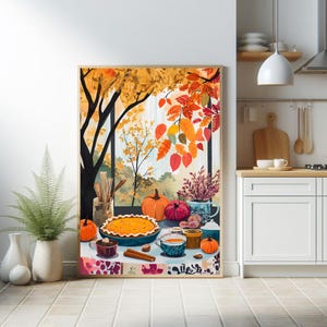 Pumpkin Pie Print Thanksgiving Pie Art Fall Printable Kitchen Wall Art ...
