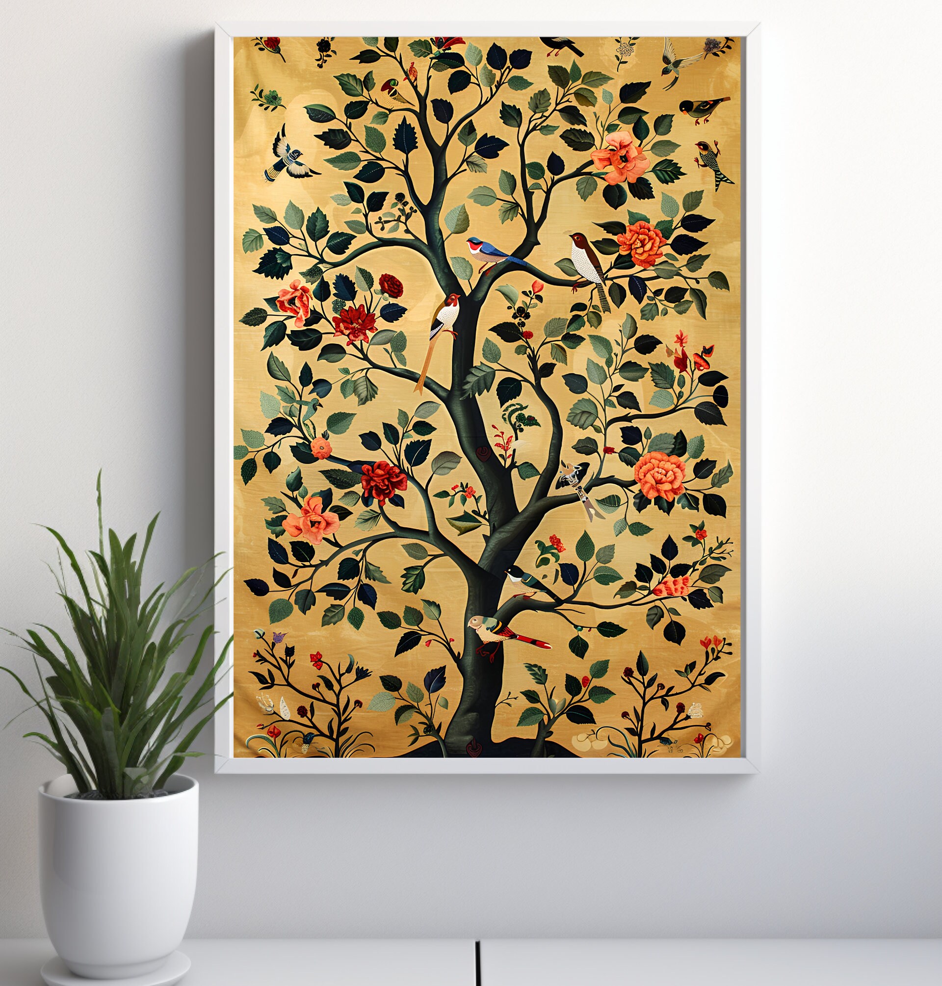 Tree of Life, Indian Floral Art Print, Indian Vintage Art, Folk Prints ...