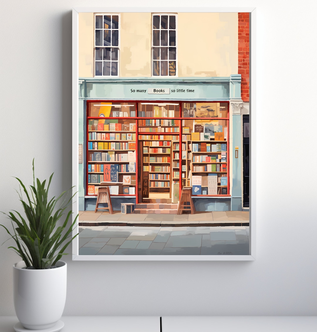 New York Bookshop Illustration Bookshop Art Print A Bookshop Poster ...