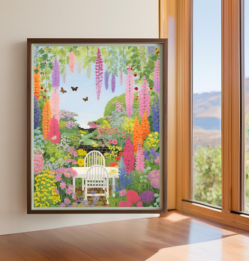 Spring Garden Painting Garden Print Floral Botanical Wall Art Cottage ...