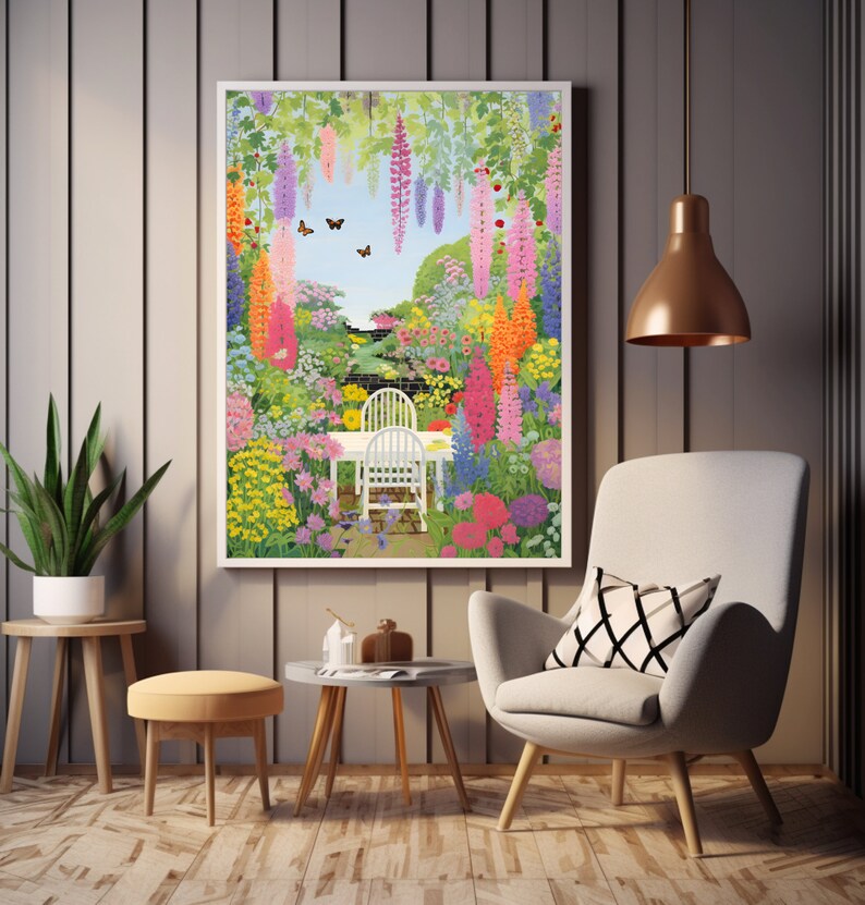 Spring Garden Painting Garden Print Floral Botanical Wall Art Cottage ...