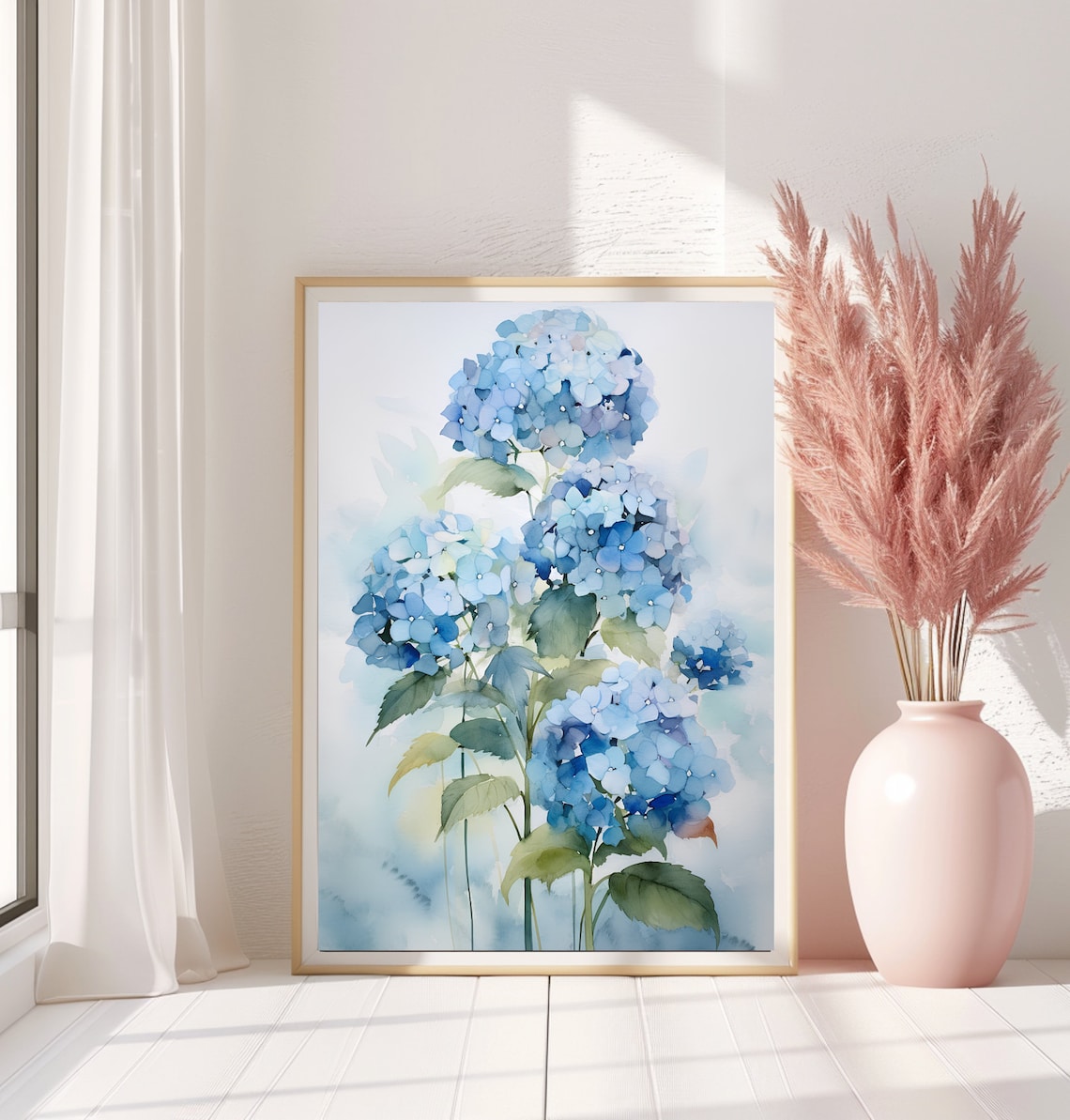 Hydrangea Watercolor Painting, Blue Hydrangea Art, Watercolor Hydrangea ...