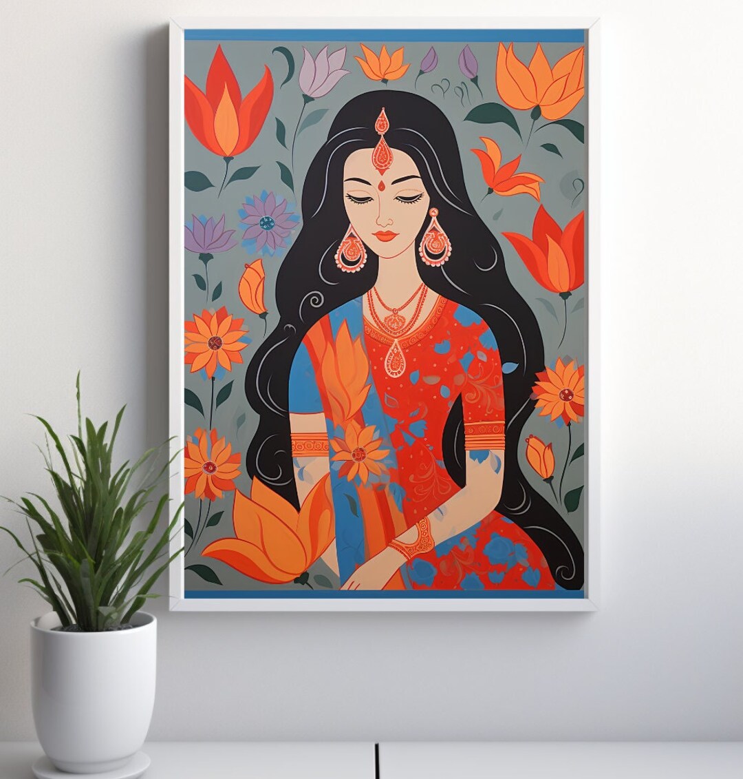 Indian Hindu Bride Indian Temple Art Indian Vintage Art Indian Folklore ...