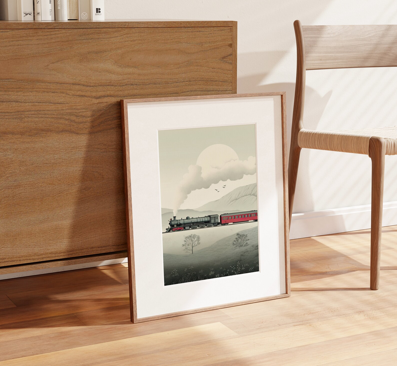 Aesthetic Steam Engine Train in Countryside Landscape, Set of 3 Wall ...