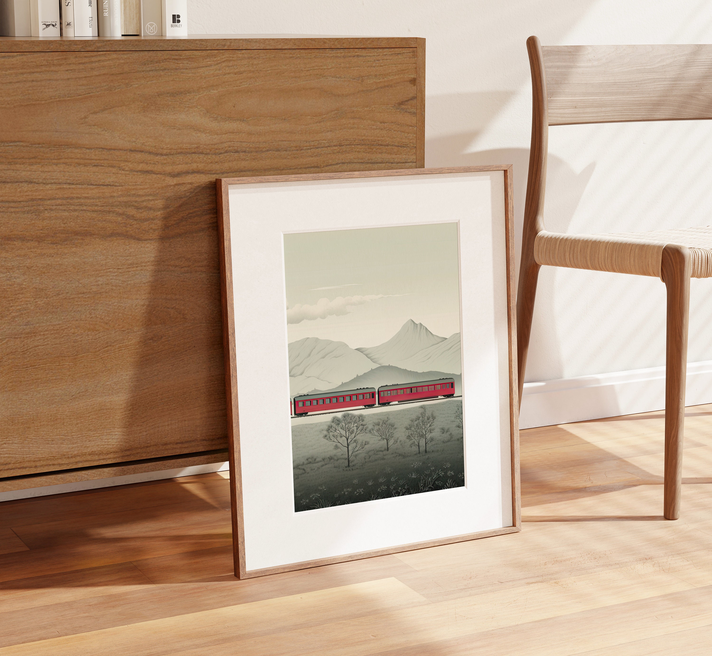 Aesthetic Steam Engine Train in Countryside Landscape, Set of 3 Wall ...