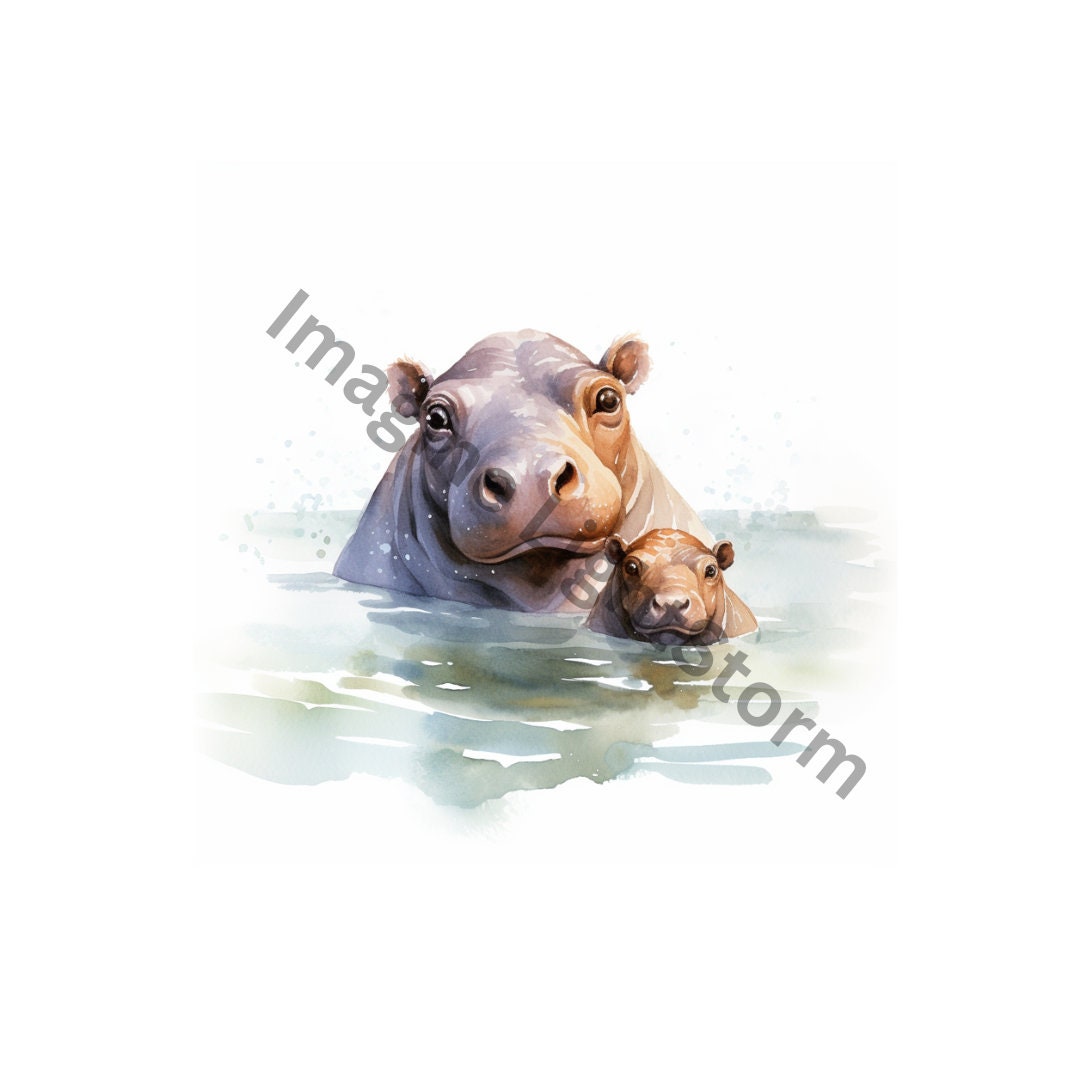 Watercolor Baby Animals Clipart Mother and Baby Wild Animals - Etsy