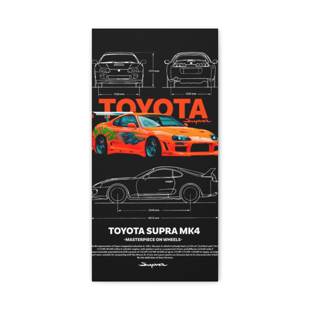 Toyota Supra MK4 Art Print Car Lover's Canvas, Automotive Wall Decor ...
