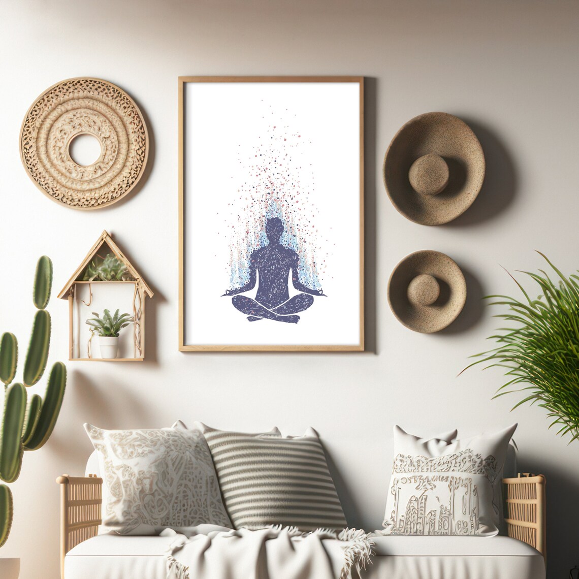 Yoga Meditation Printable Home Decor Art, Calmness Pose Poster Line Art ...