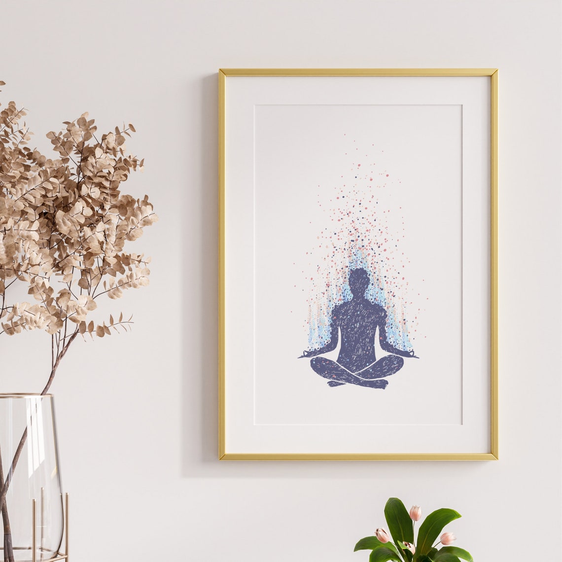 Yoga Meditation Printable Home Decor Art, Calmness Pose Poster Line Art ...