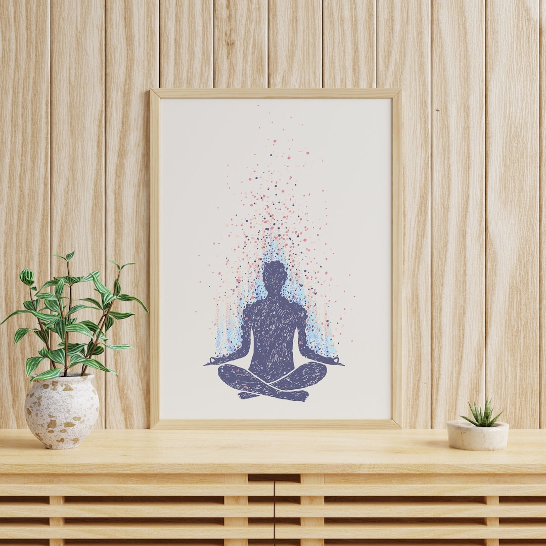 Yoga Meditation Printable Home Decor Art, Calmness Pose Poster Line Art ...