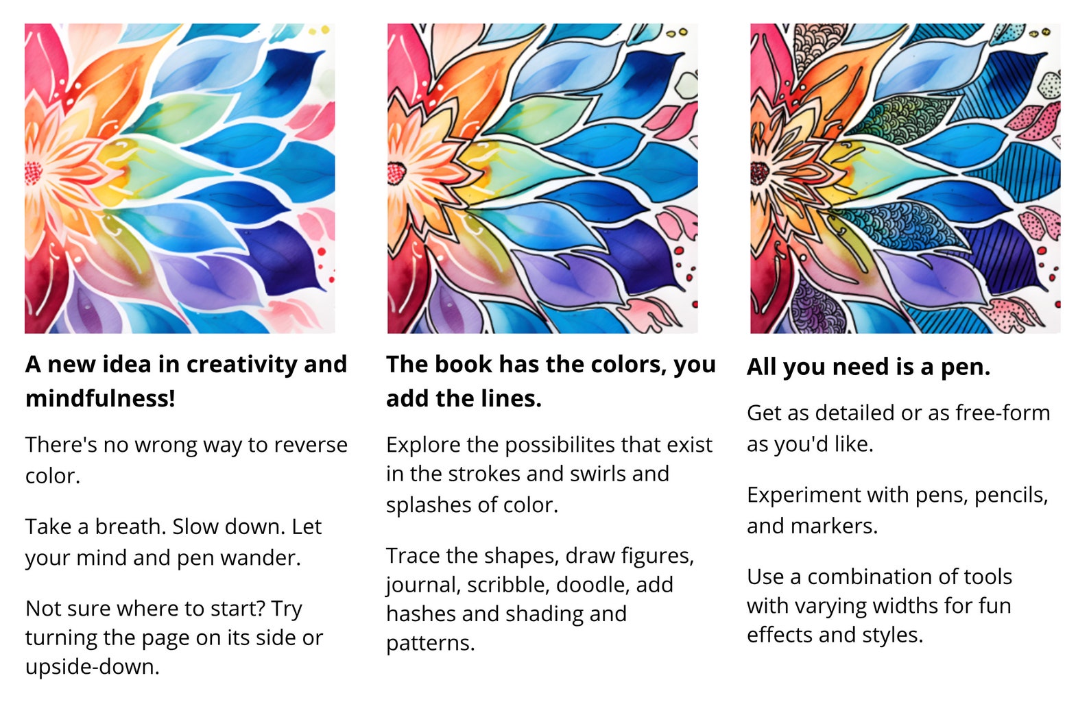 Reverse Coloring Pages - Structures Bundle - 25 Unique Watercolor ...