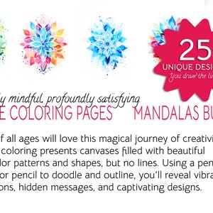 Reverse Coloring Pages - Mandalas Bundle 1 - 25 Unique Watercolor ...