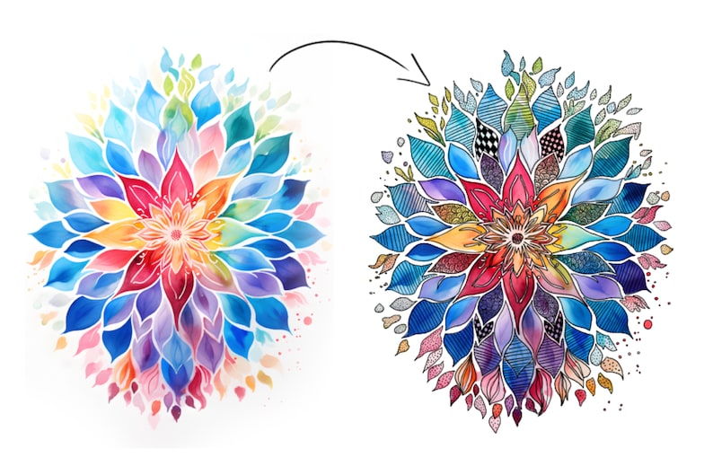 Reverse Coloring Pages - Abstract Bundle 1 - 25 Unique Watercolor ...