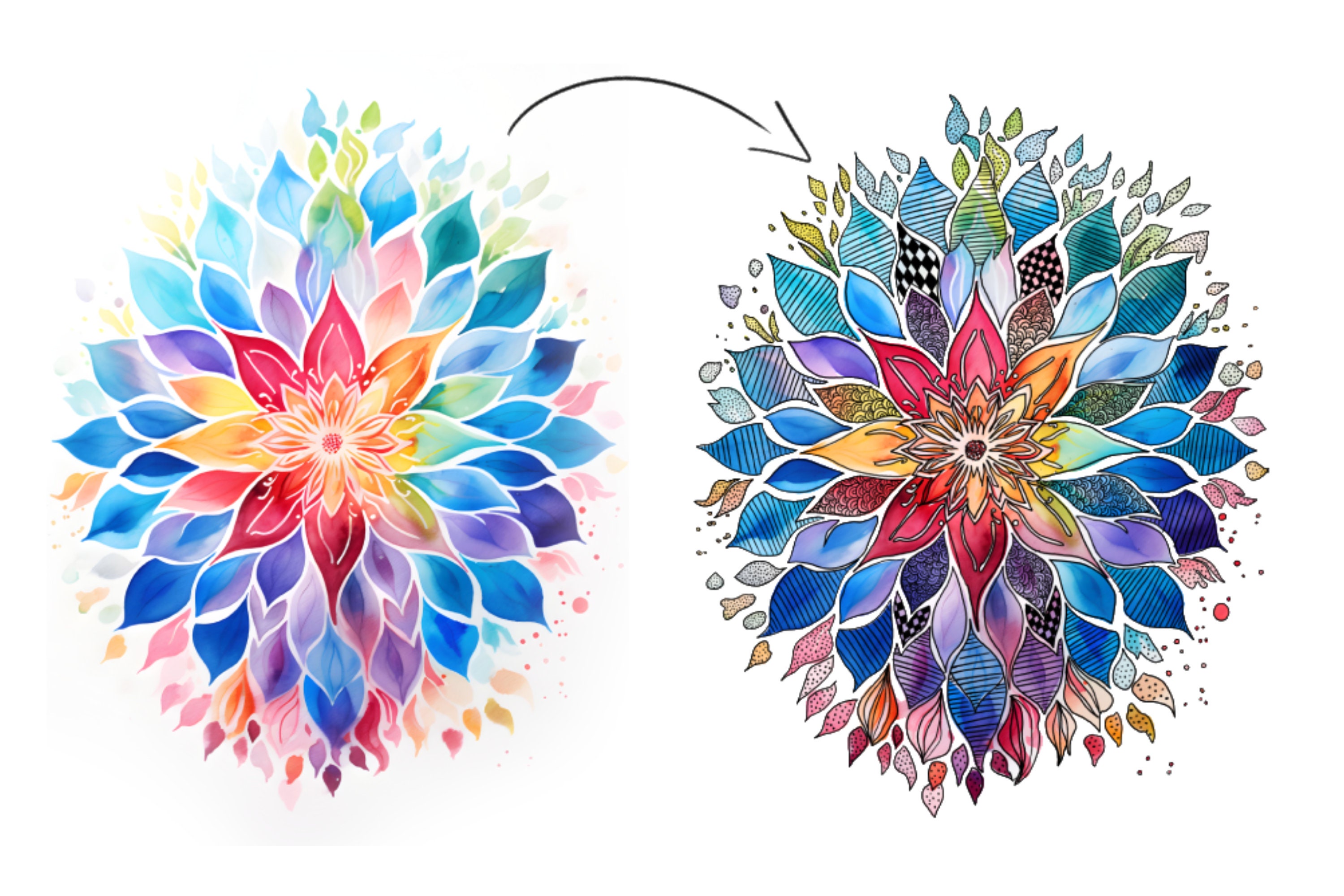 Reverse Coloring Pages - Abstract Bundle 1 - 25 Unique Watercolor ...