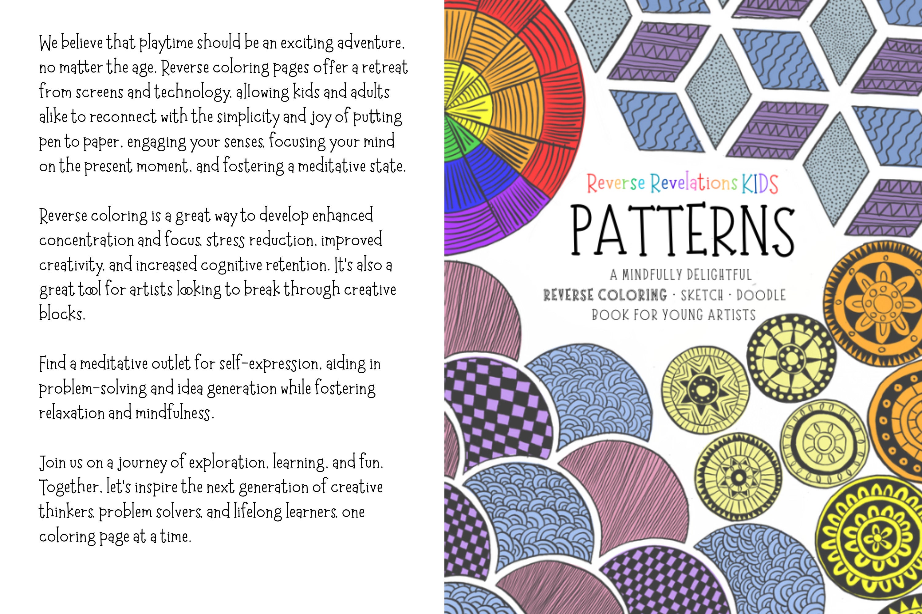 Reverse Coloring Pages for Kids - Patterns Bundle - 25 Simple Graphics ...