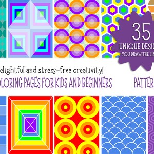 Reverse Coloring Pages for Kids - Patterns Bundle - 25 Simple Graphics ...