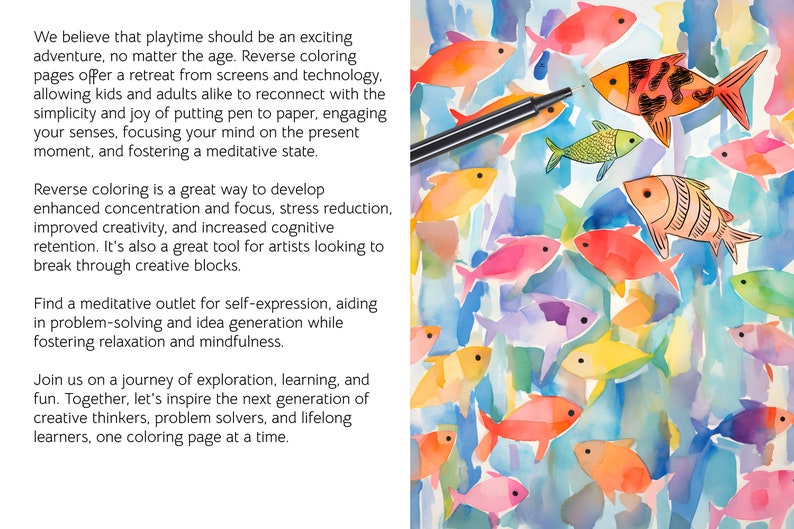 Reverse Coloring Pages - Aquatic Bundle 2 - 25 Unique Watercolor ...