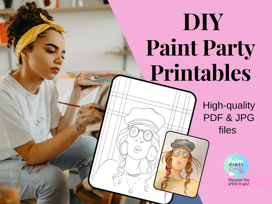Paint Party Printable Reusable Tracer for Sip and Paint Canvas Party ...