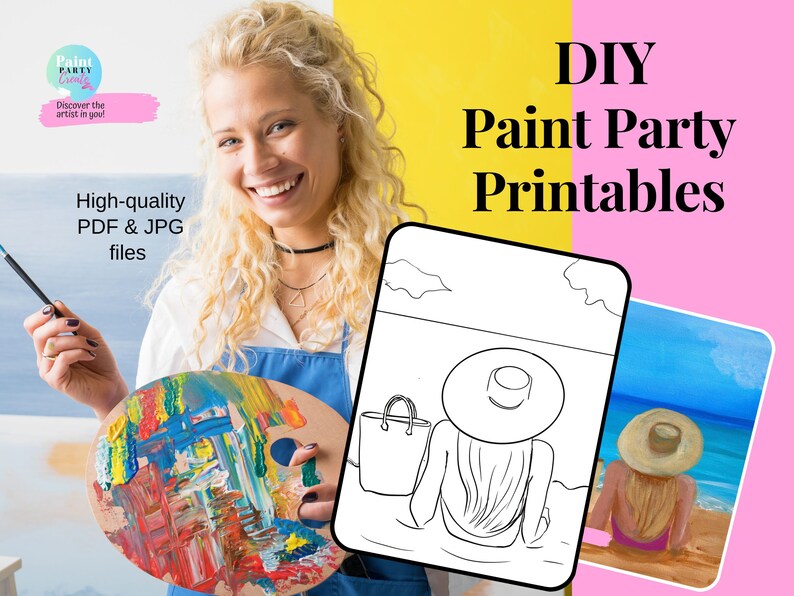 Paint Party Printable Download, DIY Paint Party Sketch, Traceable ...