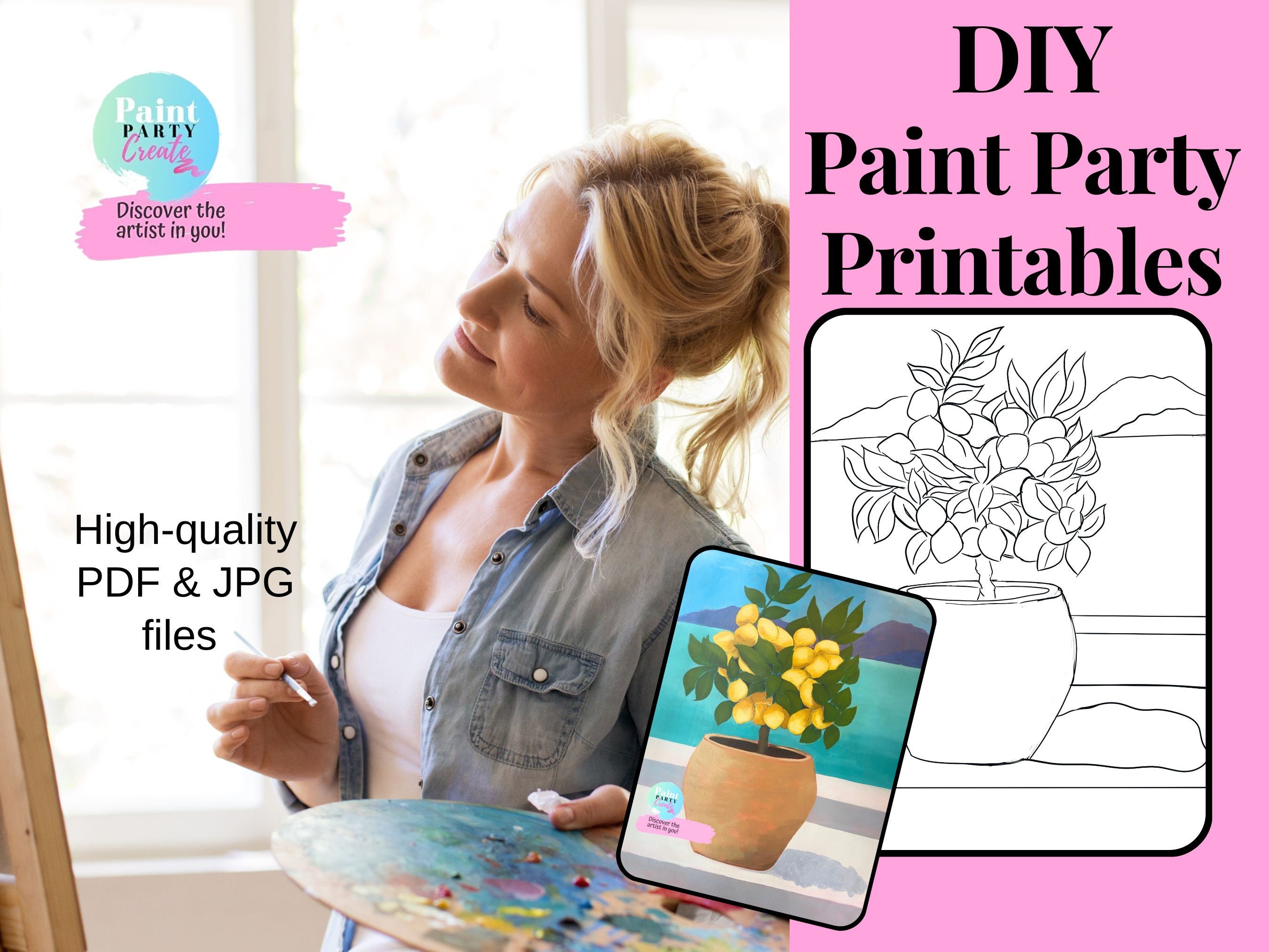 Paint Party Printable, for Your Paint and Sip Canvas; Digital Download ...