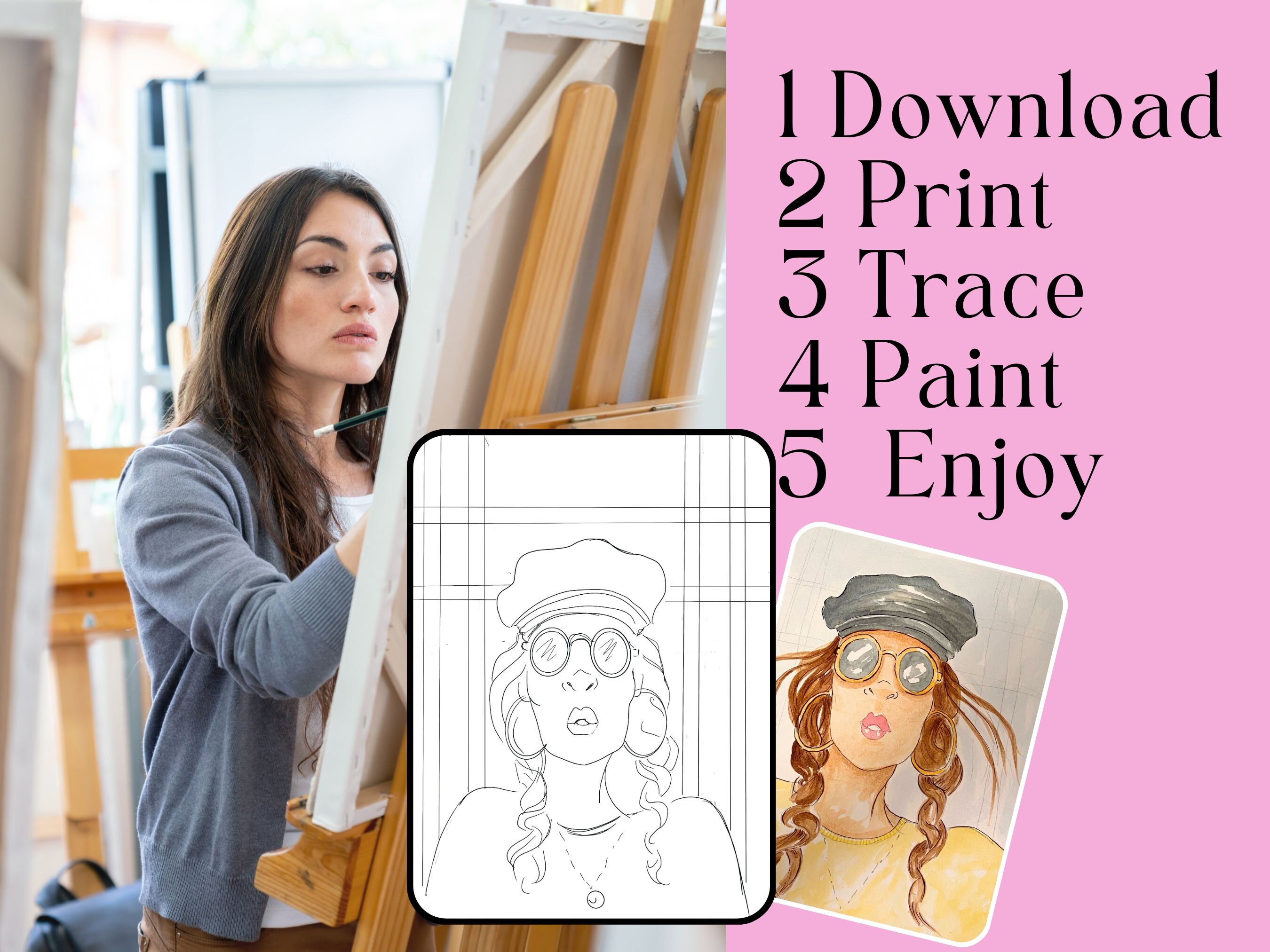 Paint Party Printable Reusable Tracer for Sip and Paint Canvas Party ...