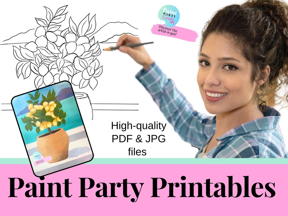 Paint Party Printable, for Your Paint and Sip Canvas; Digital Download ...