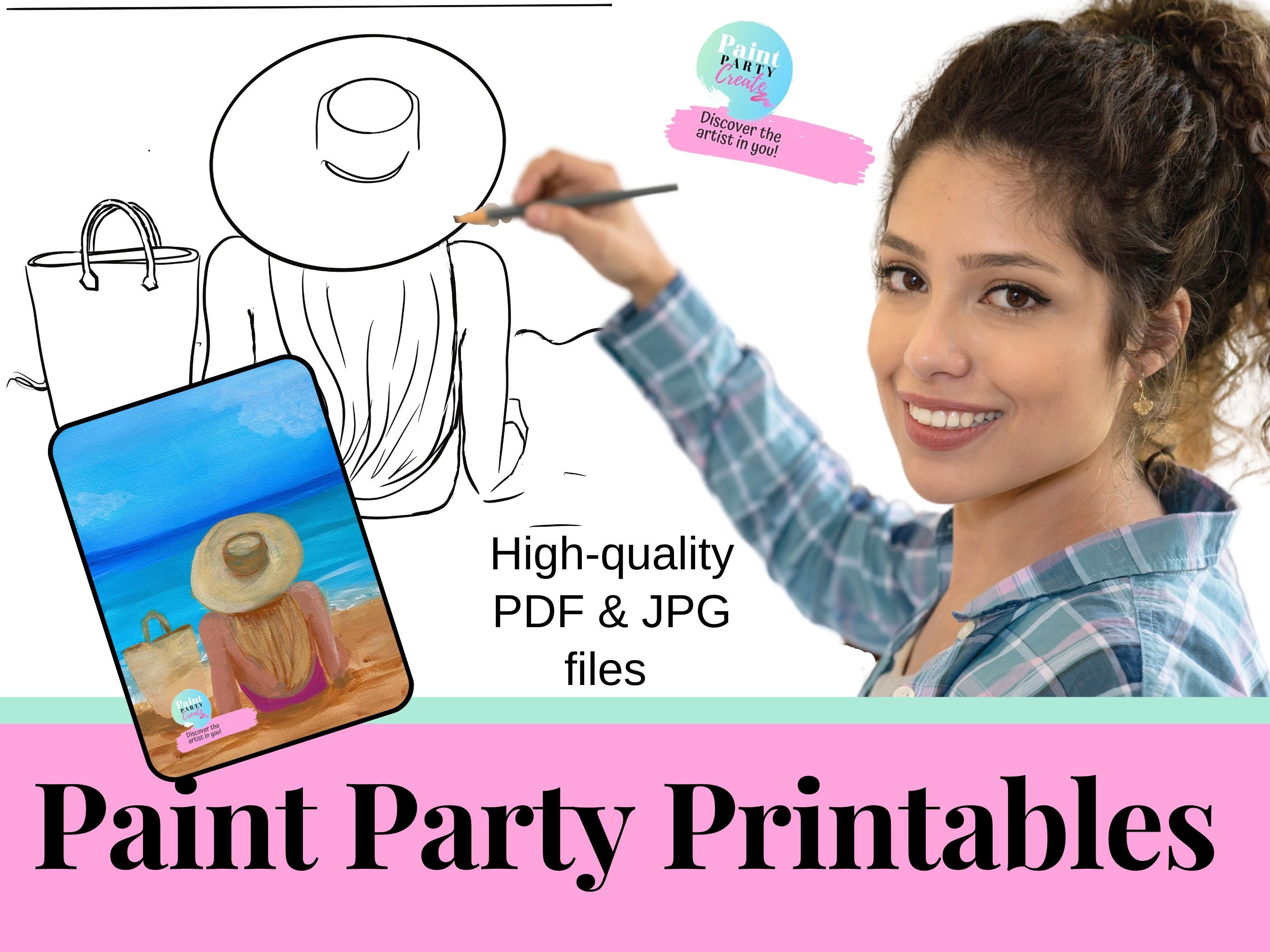 Paint Party Printable Download, DIY Paint Party Sketch, Traceable ...