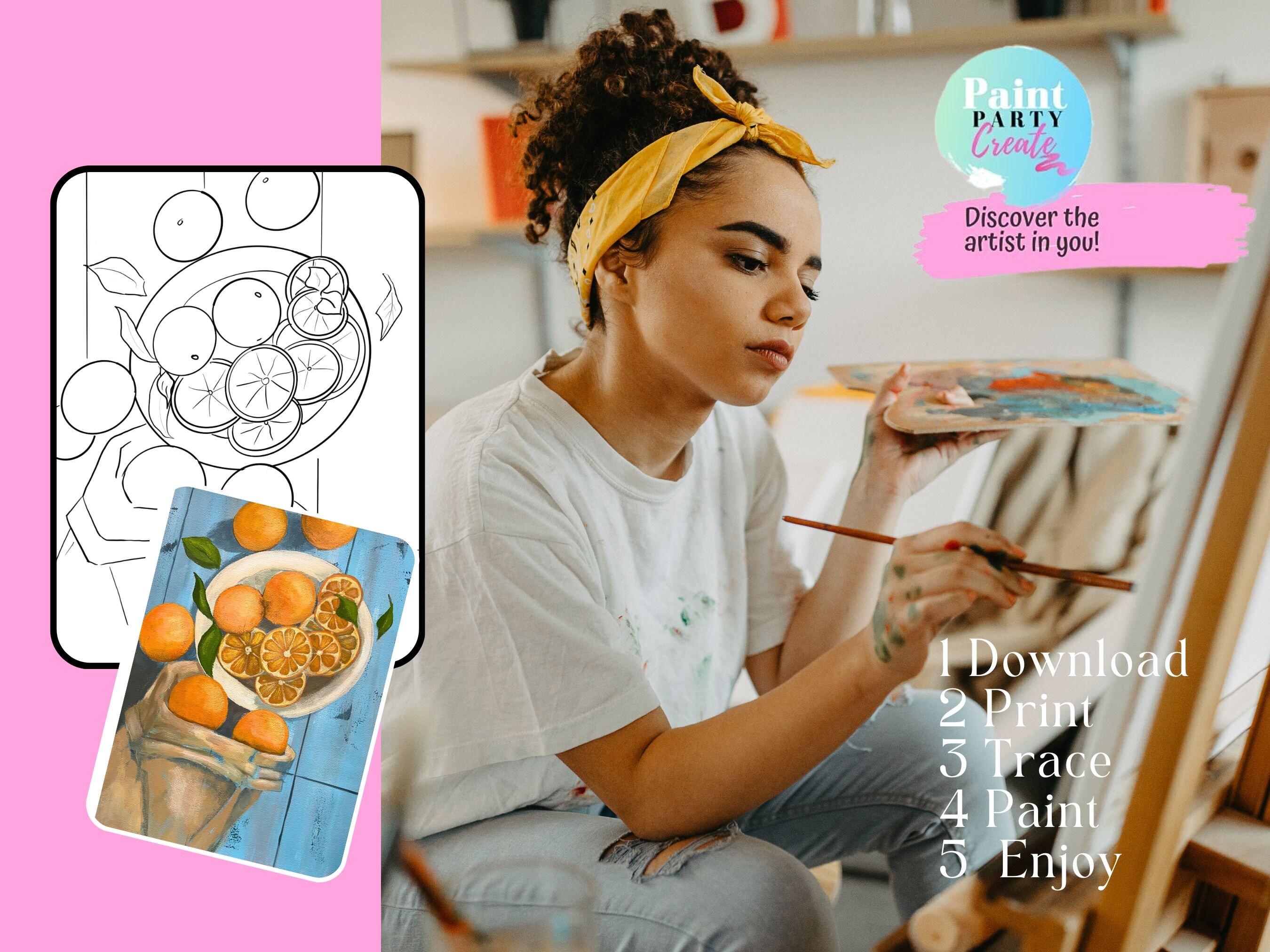 Paint Party Printable Pre Drawn Sketch Tracer for Sip and Paint Canvas ...