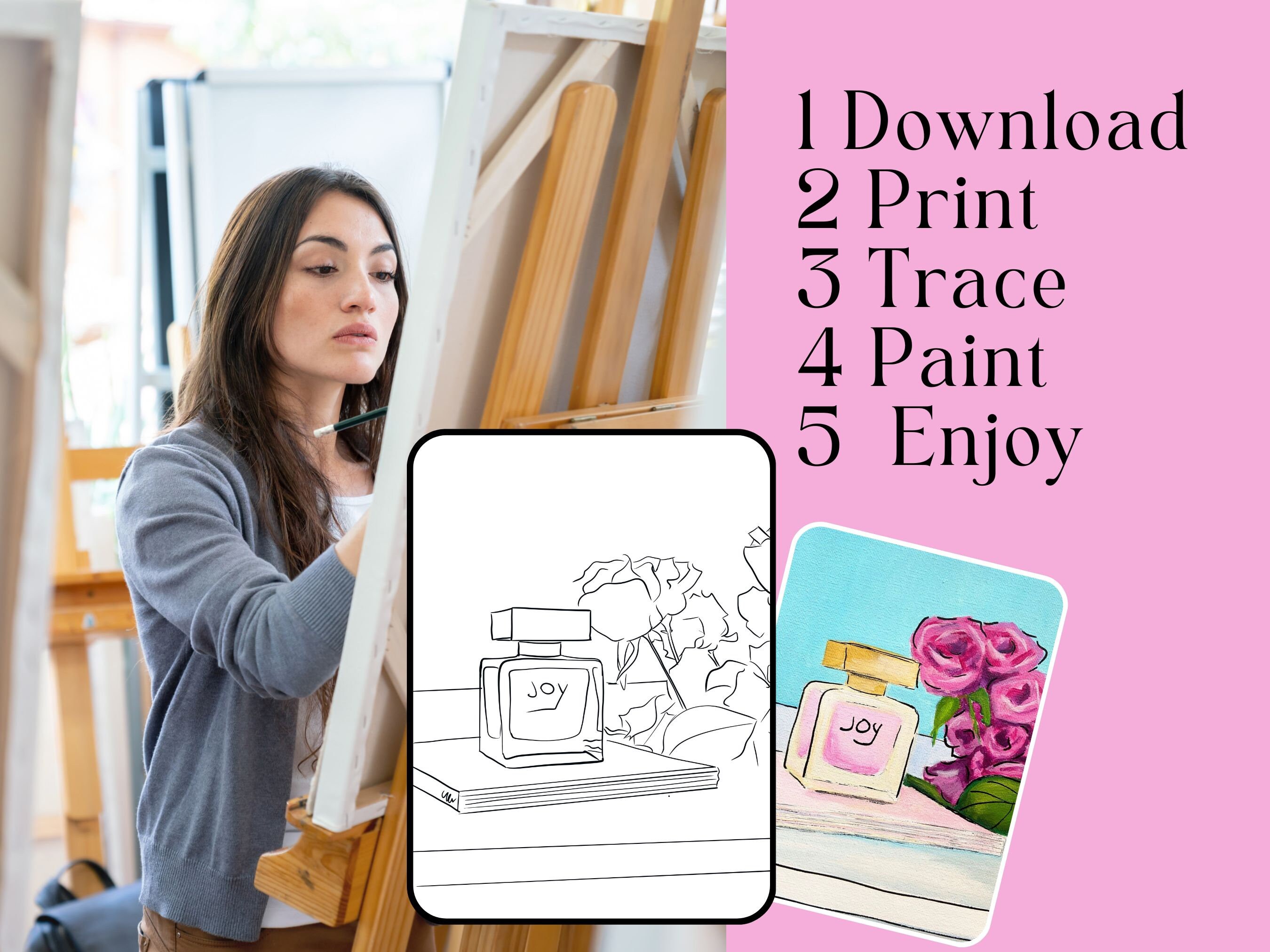 Paint Party Printable Pre-drawn Line Art Sketch for DIY Paint Party ...