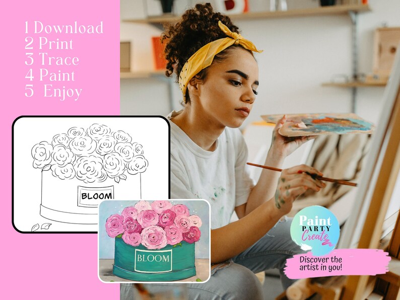 Paint Party Printable Download, DIY Paint Party Sketch, Traceable ...