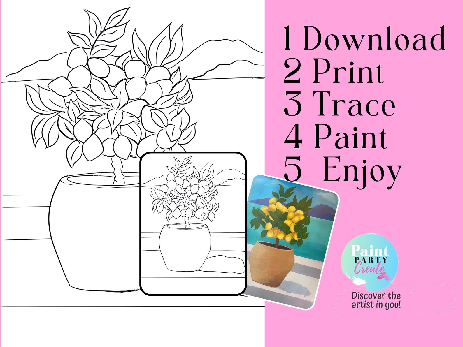 Paint Party Printable, for Your Paint and Sip Canvas; Digital Download ...