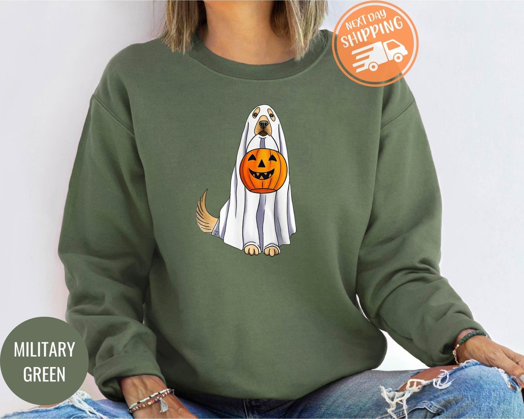 Funny Halloween Dog Sweatshirt, Golden Retriever Ghost Costume ...
