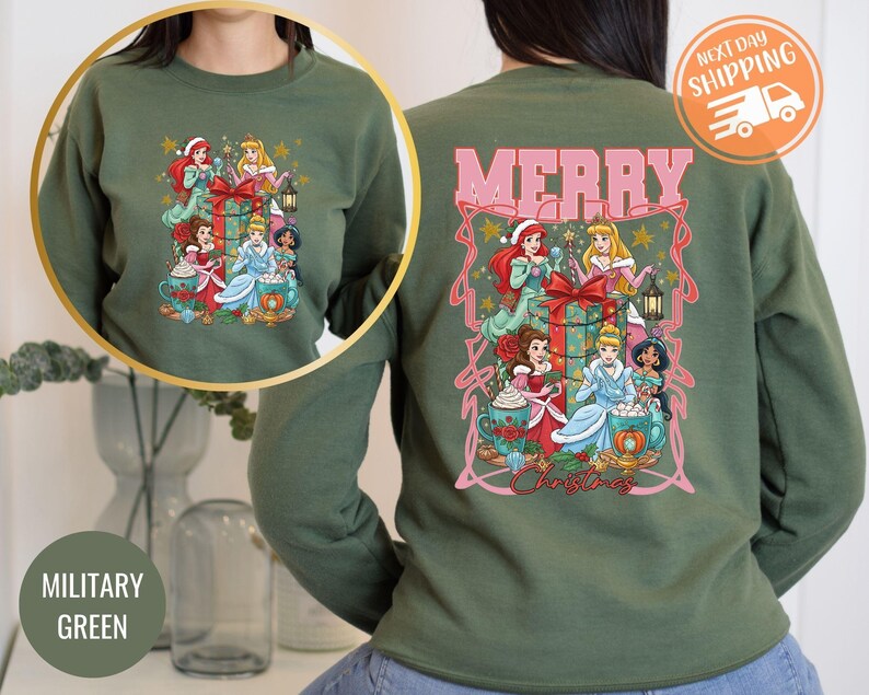 Disney Princesses Xmas Sweatshirt, Disney Christmas Girls Squad Hoodie ...